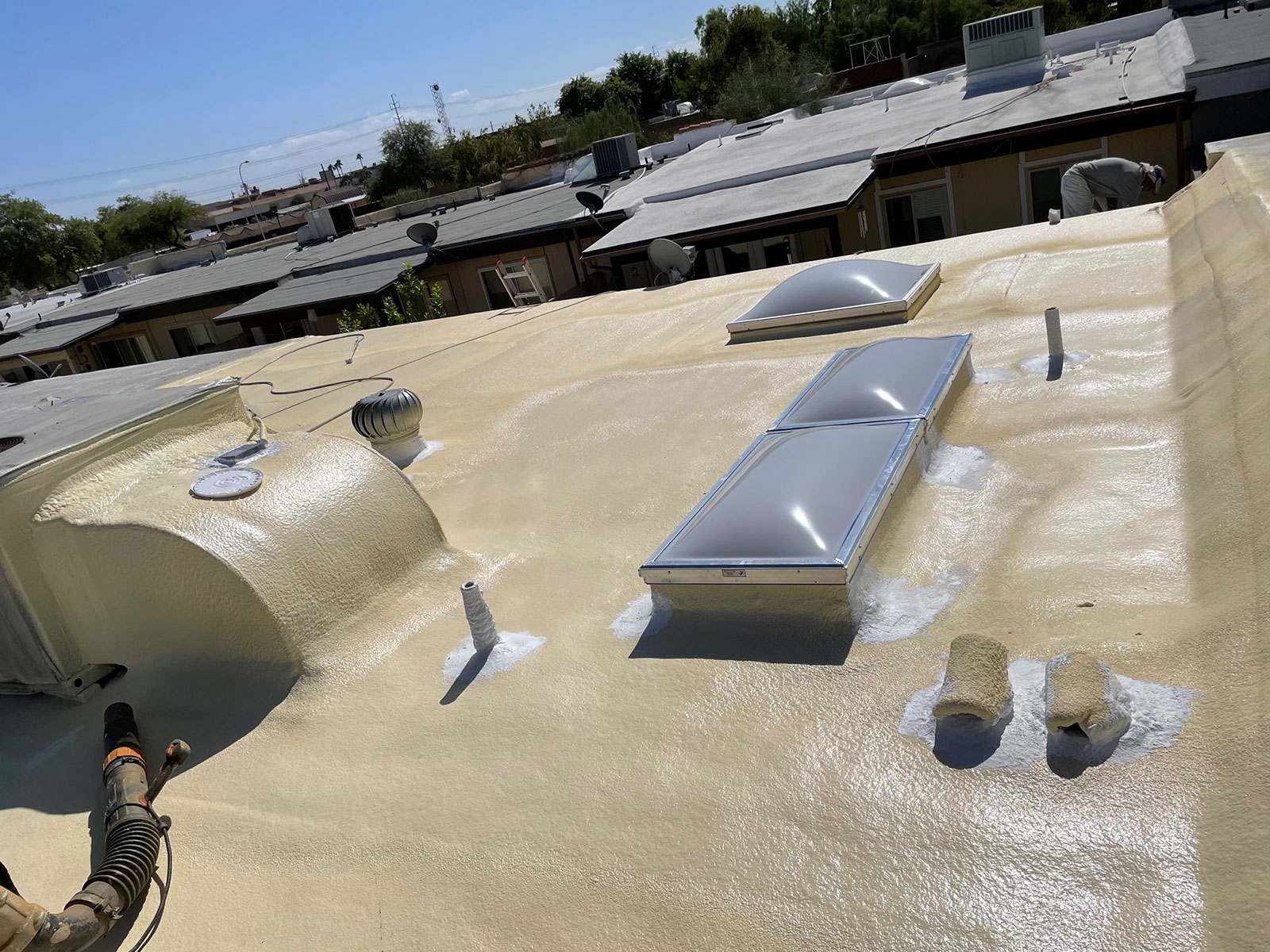 New Foam Roof Installation in Tempe AZ and Skylight Install